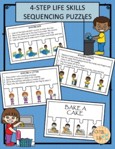 Life Skills 4 Step Sequencing Puzzles - Your Therapy Source