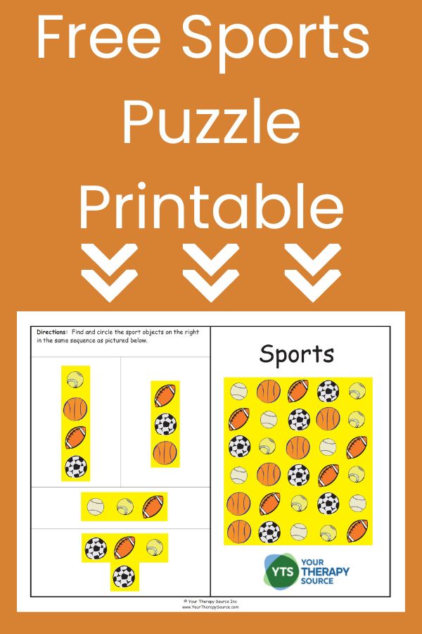 Free Sports Puzzle Printable - Your Therapy Source