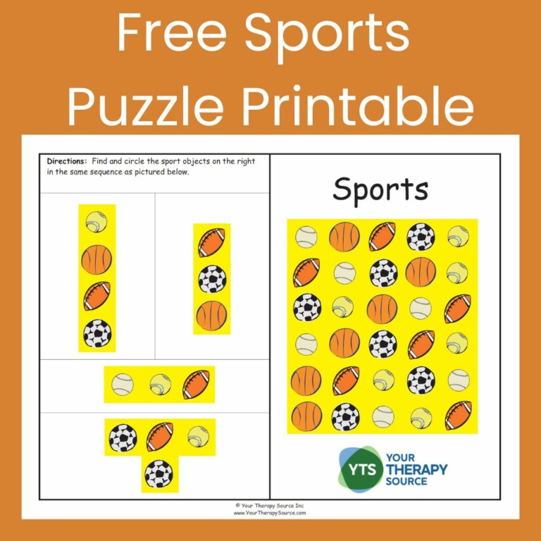 Free Sports Puzzle Printable - Your Therapy Source