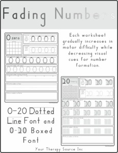 Fading Number Worksheets - Your Therapy Source