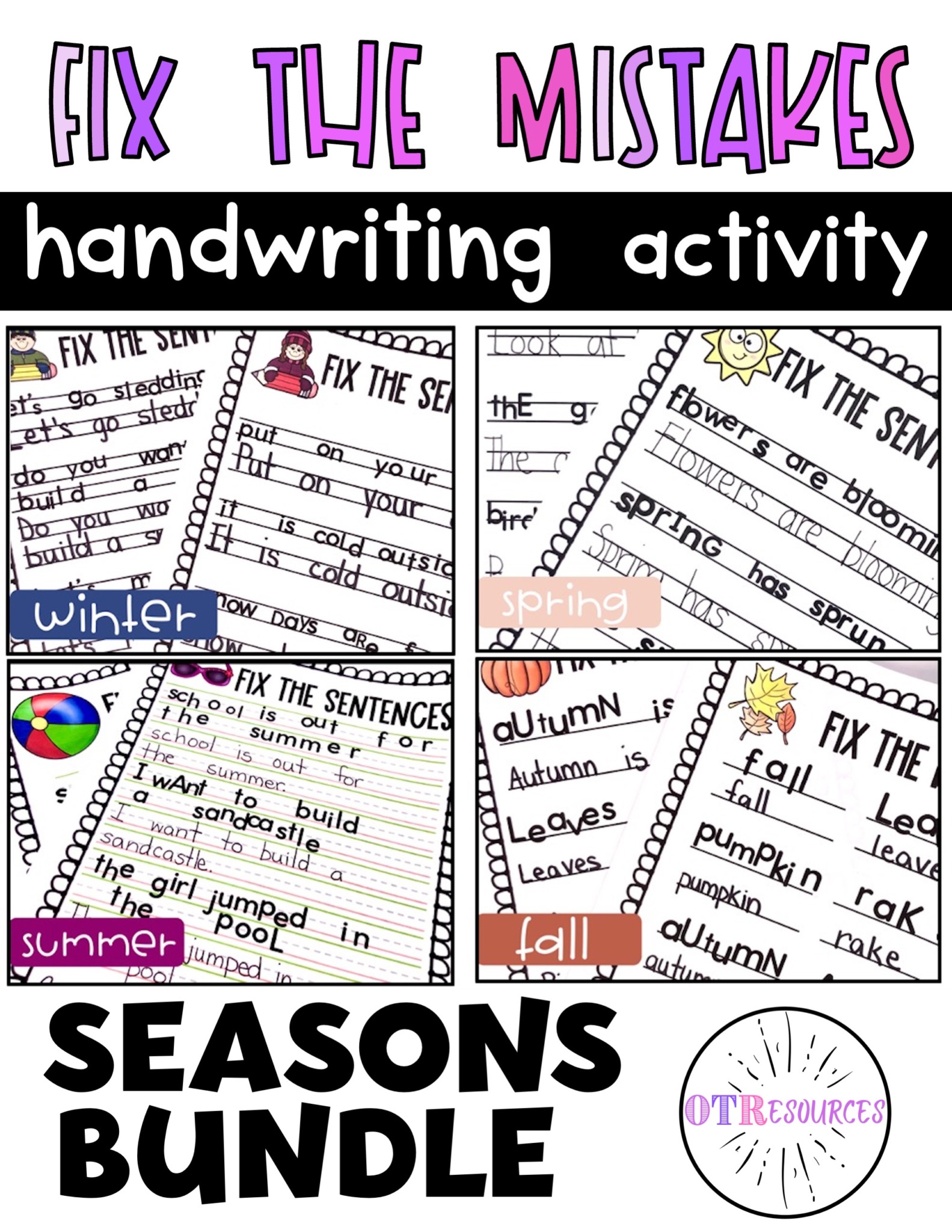 Fix the Handwriting Mistakes SEASONS Bundle - Your Therapy Source