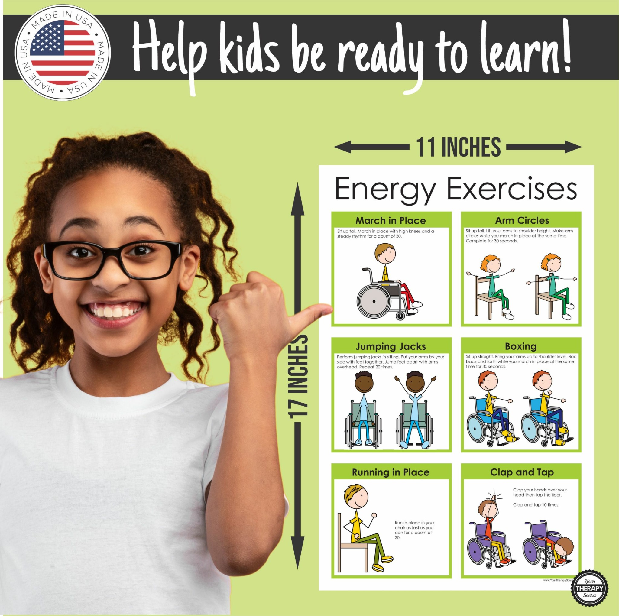 PRINTED Chair Exercises For Kids Posters - Your Therapy Source