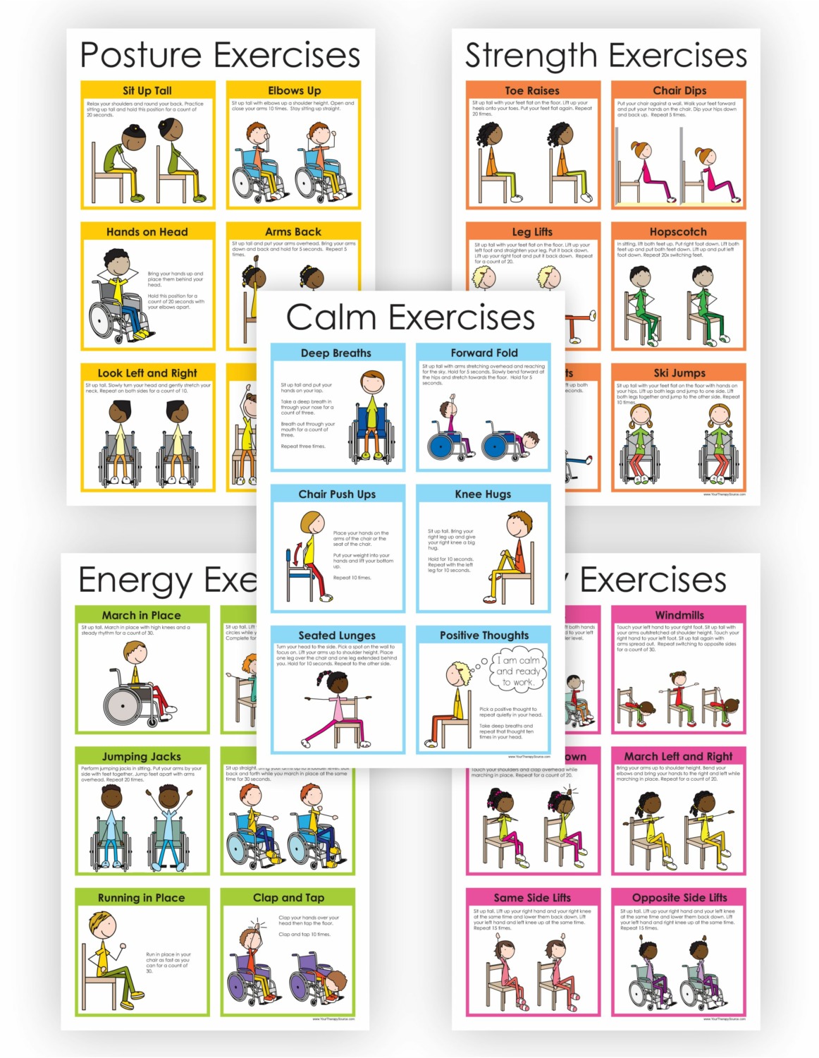 PRINTED Chair Exercises For Kids Posters - Your Therapy Source
