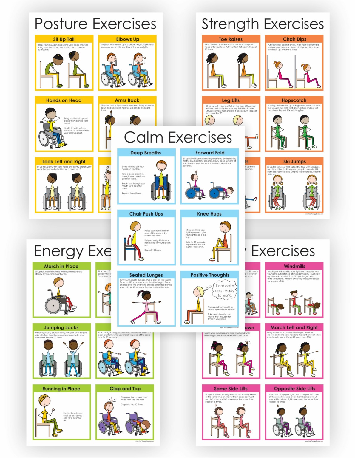 PRINTED Chair Exercises For Kids Posters - Your Therapy Source