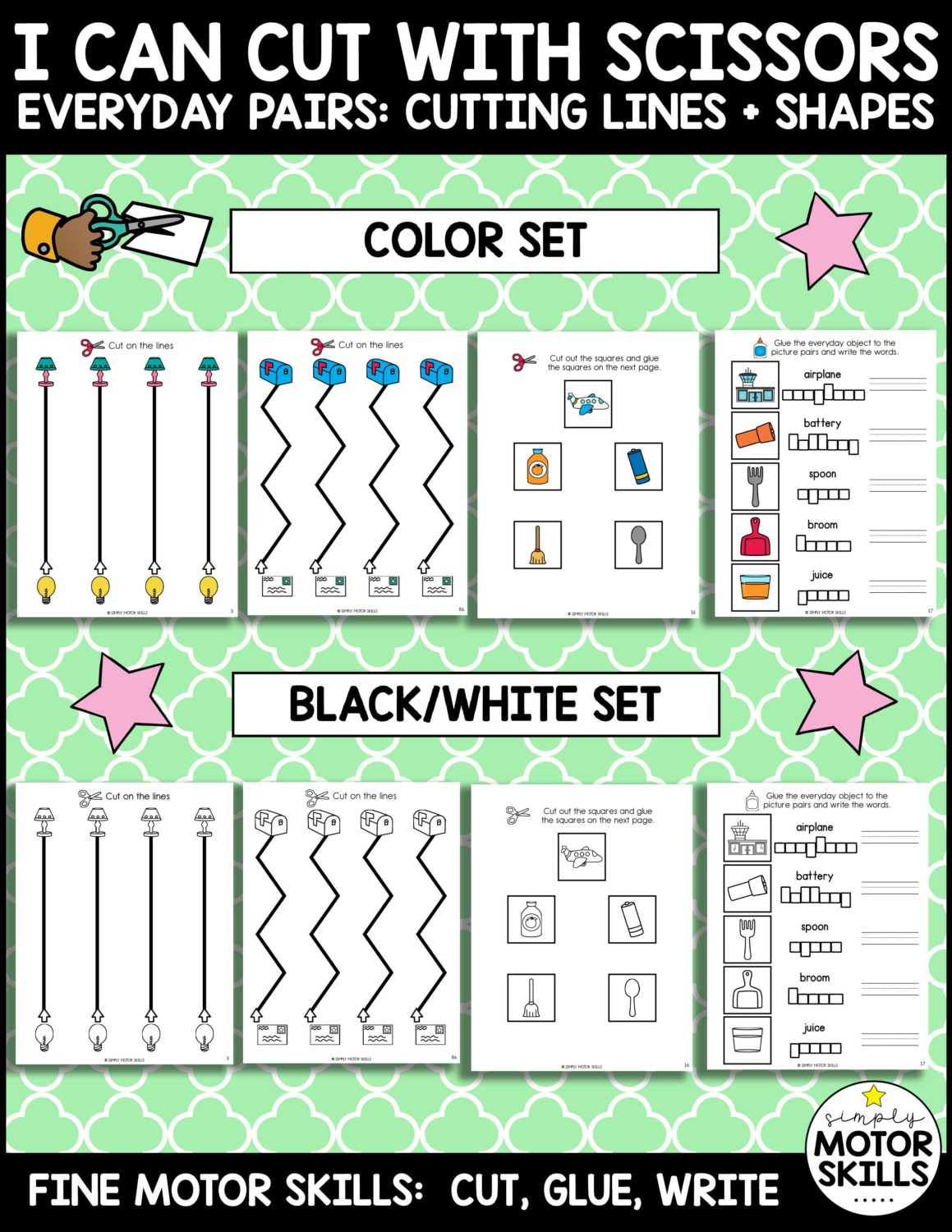 Everyday Objects Cutting Lines and Shapes - Your Therapy Source