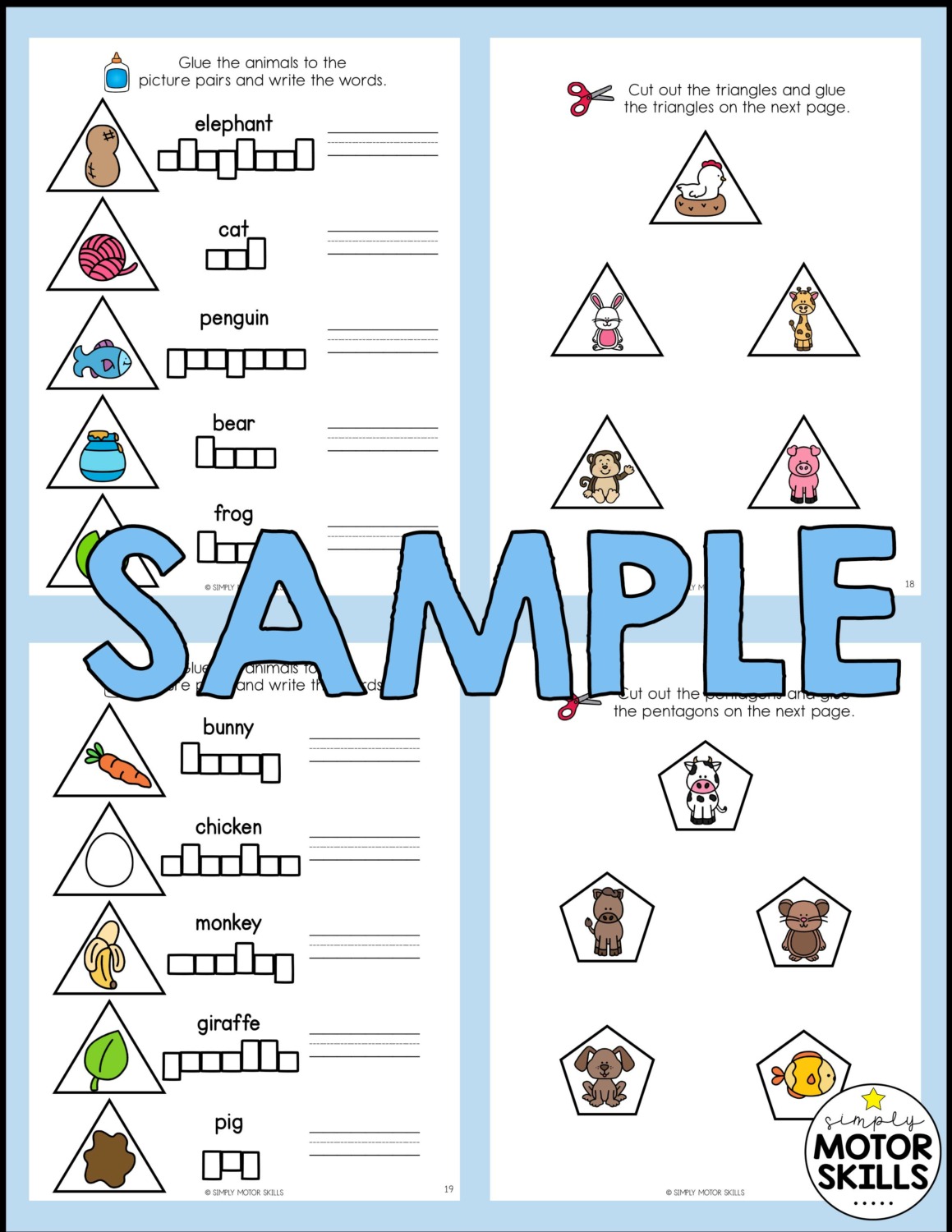 Animal Cutting Lines and Shapes - Your Therapy Source