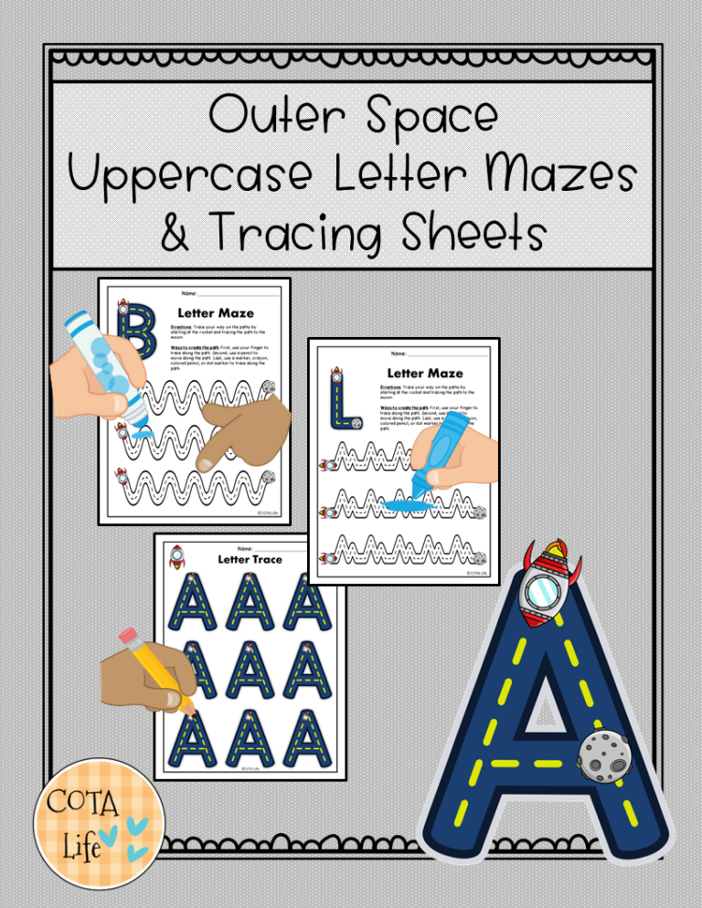 Outer Space Letters Tracing and Mazes - Your Therapy Source