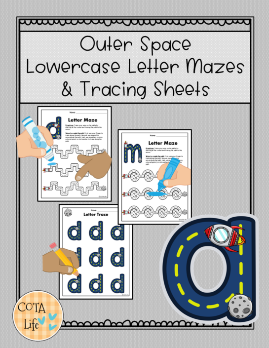 Outer Space Letters Tracing and Mazes - Your Therapy Source