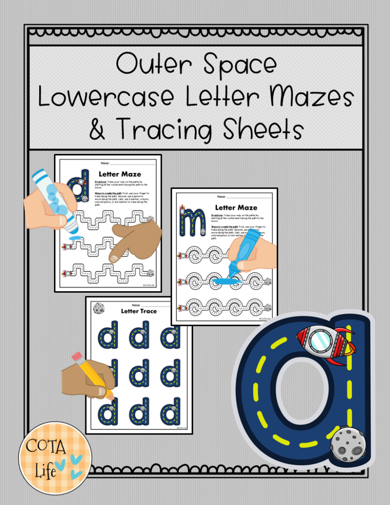 Outer Space Letters Tracing and Mazes - Your Therapy Source