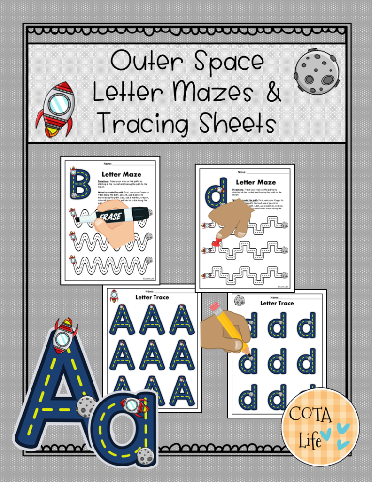 Outer Space Letters Tracing and Mazes - Your Therapy Source