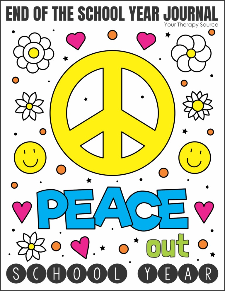 Peace Out End of School Year Journal - Your Therapy Source