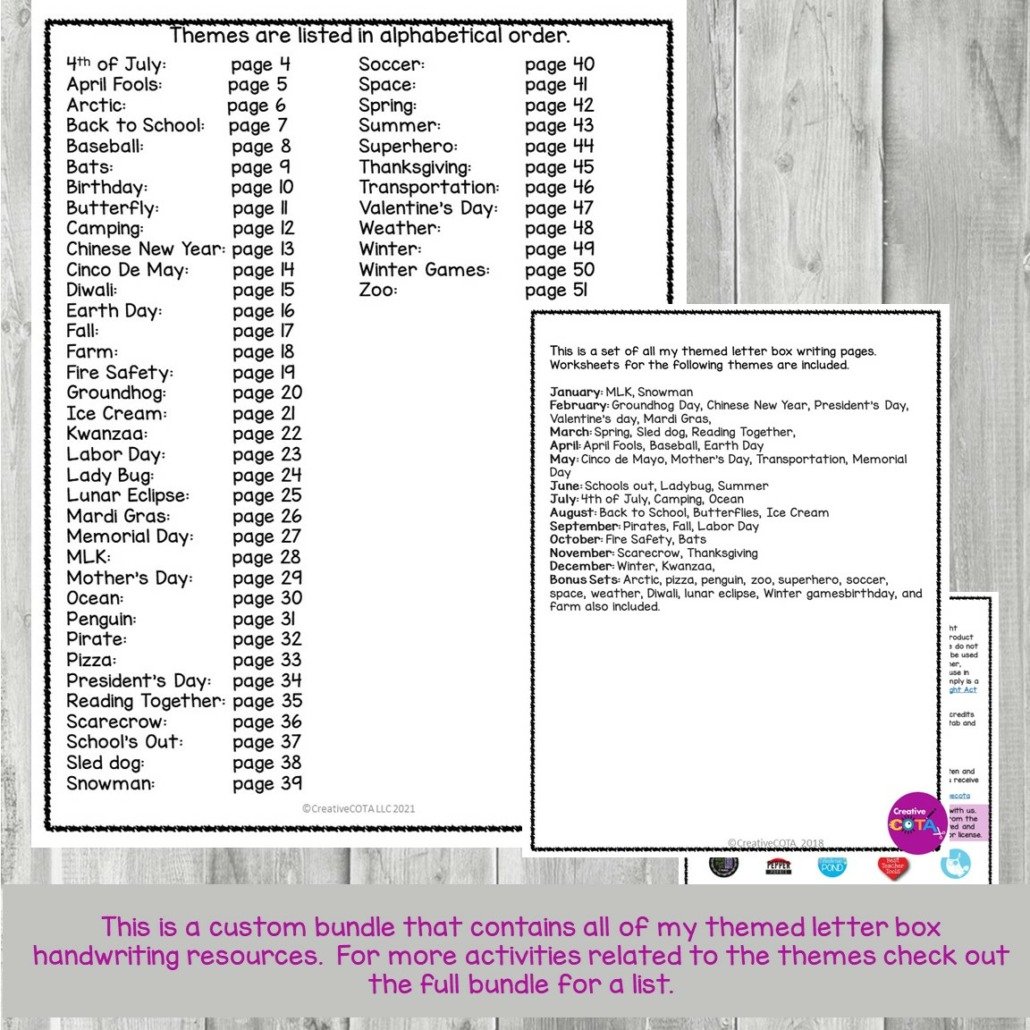 Letter Box Handwriting for the Entire Year - Your Therapy Source