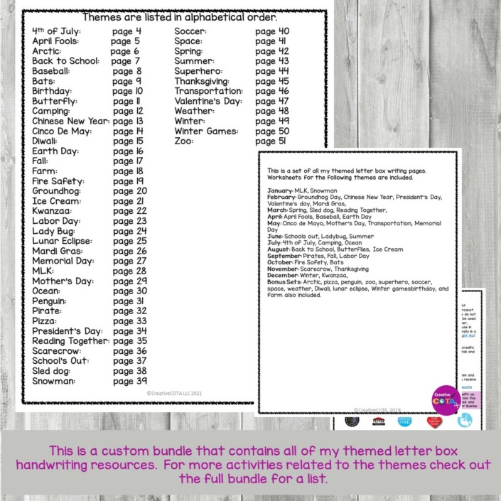 Letter Box Handwriting for the Entire Year - Your Therapy Source