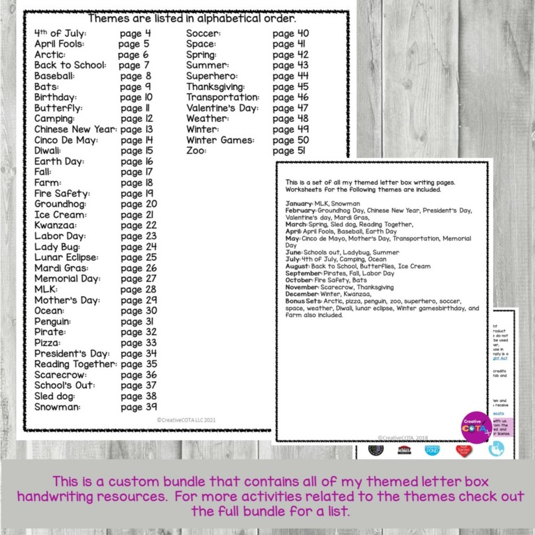 Letter Box Handwriting for the Entire Year - Your Therapy Source