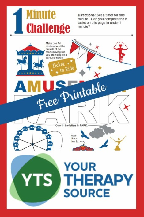 Amusement Park Activity Page Freebie - Your Therapy Source