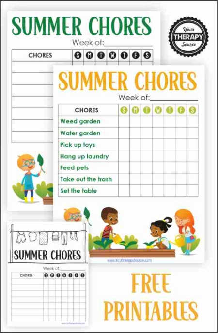 Summer Chore Chart Free Printable - Your Therapy Source