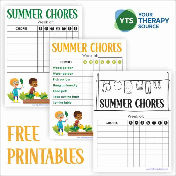 Summer Chore Chart Free Printable - Your Therapy Source