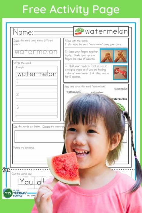 Watermelon Worksheet FREE Printable - Your Therapy Source