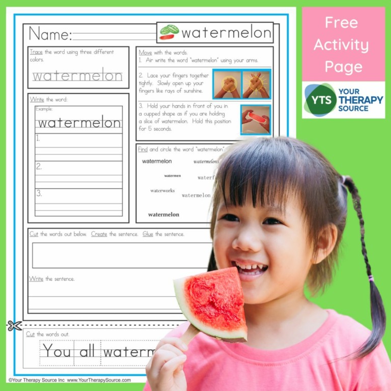 Watermelon Worksheet FREE Printable - Your Therapy Source