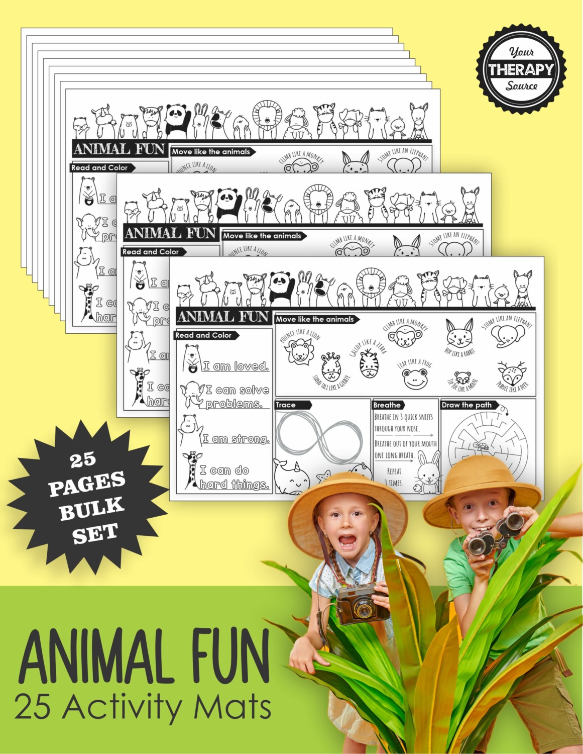 Animal Fun Activity Mats - Bulk Pack - Your Therapy Source