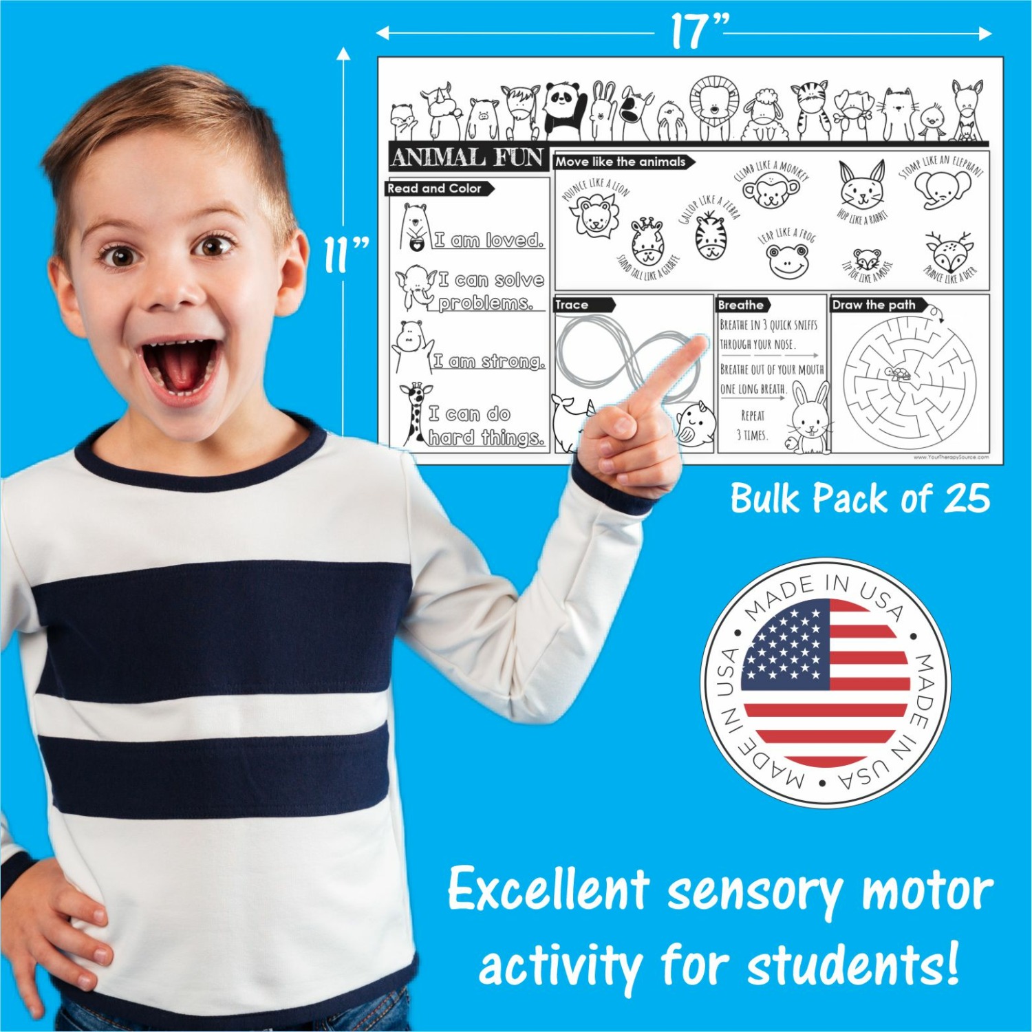 Animal Fun Activity Mats - Bulk Pack - Your Therapy Source