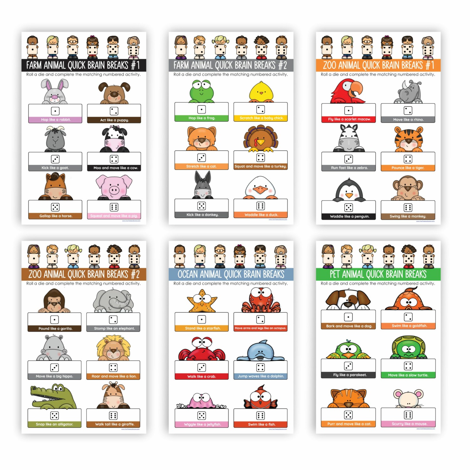 Animal Dice Games Posters - Your Therapy Source