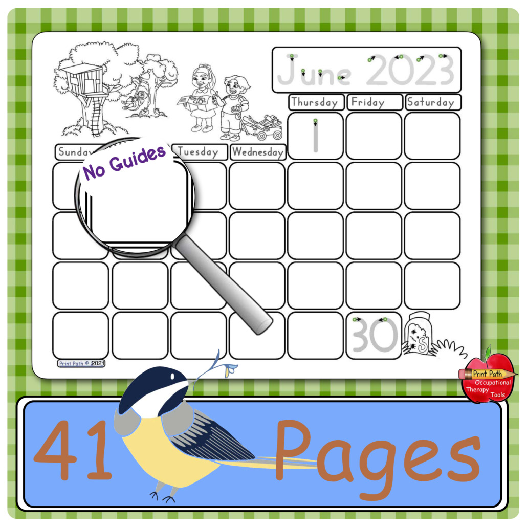 Blank and Traceable Calendars 2023 2024 - Your Therapy Source