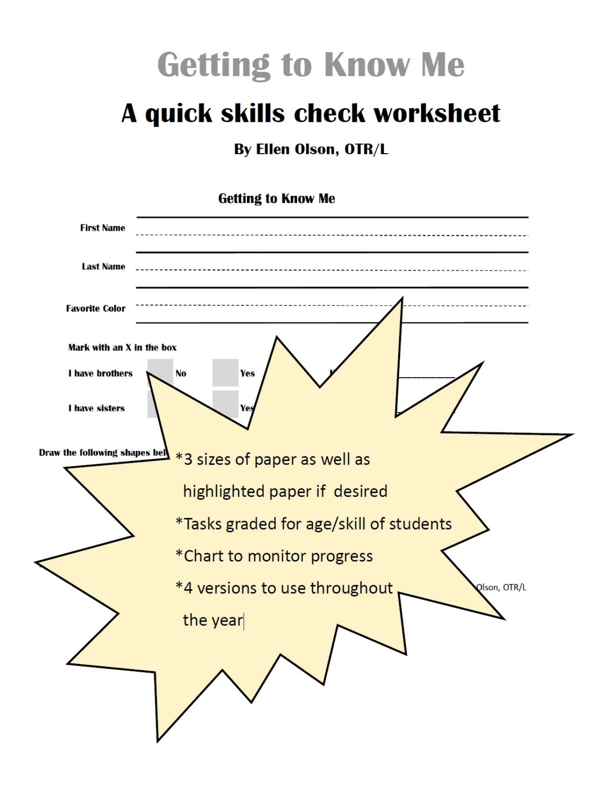 Get to Know Me Worksheet PDF Packet - Your Therapy Source