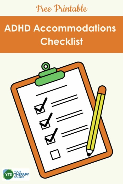 ADHD Accommodations Checklist - Free Printable - Your Therapy Source