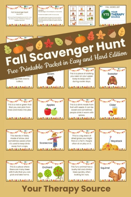Fall Scavenger Hunt Printable - Free Fun for Kids - Your Therapy Source