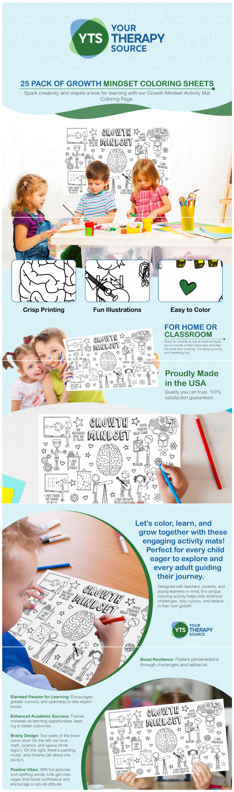 Growth Mindset Coloring Pages - BULK Classroom Pack - Your Therapy Source