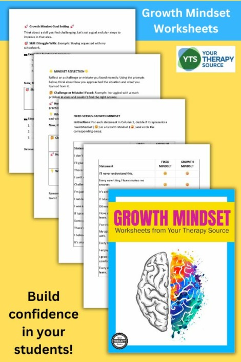 Growth Mindset Worksheet for Kids Free Printable - Your Therapy Source