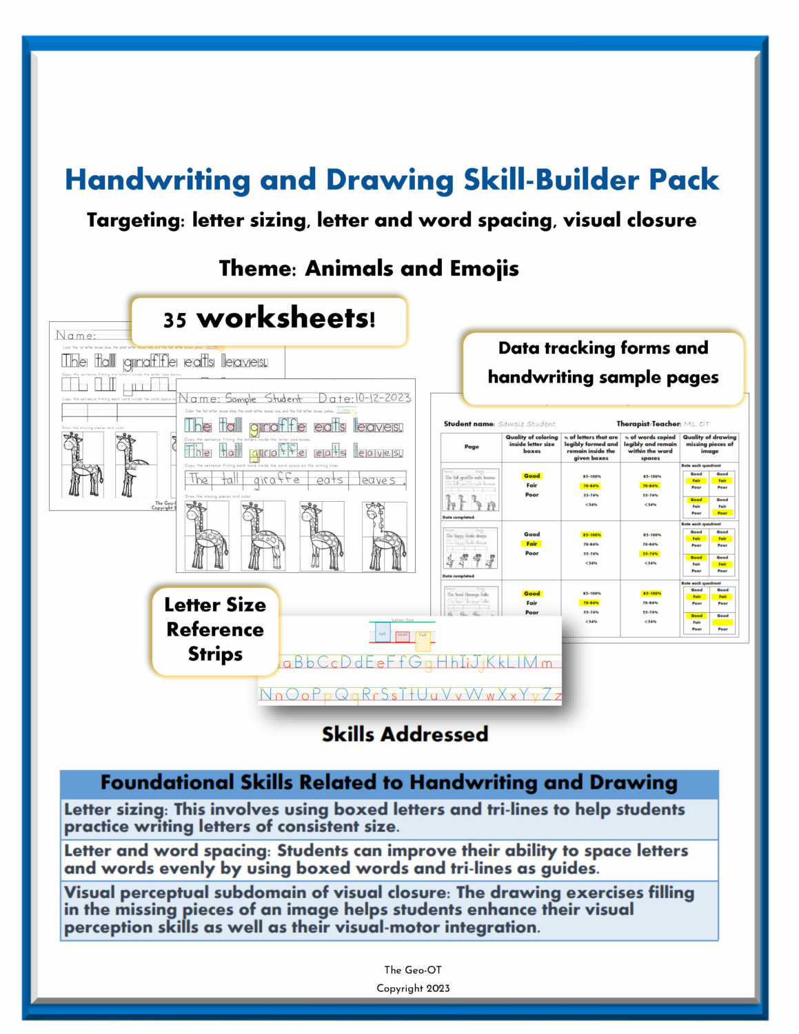 Handwriting and Drawing Packet - Animals and Emojis - Your Therapy Source