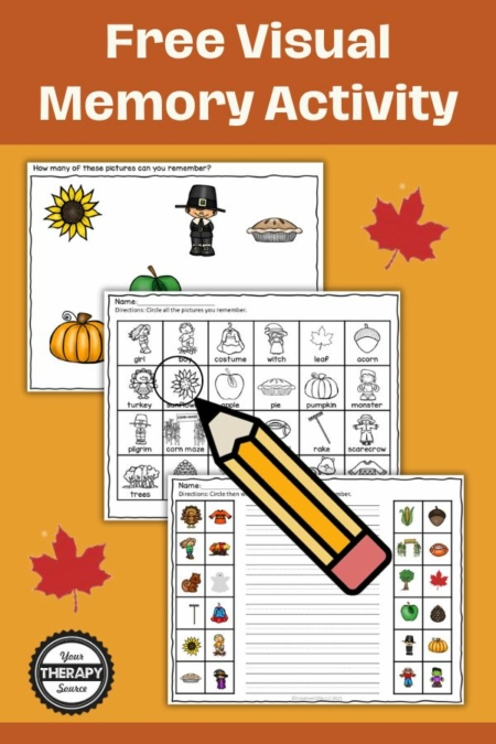 Free Fall Visual Memory Activity - Your Therapy Source