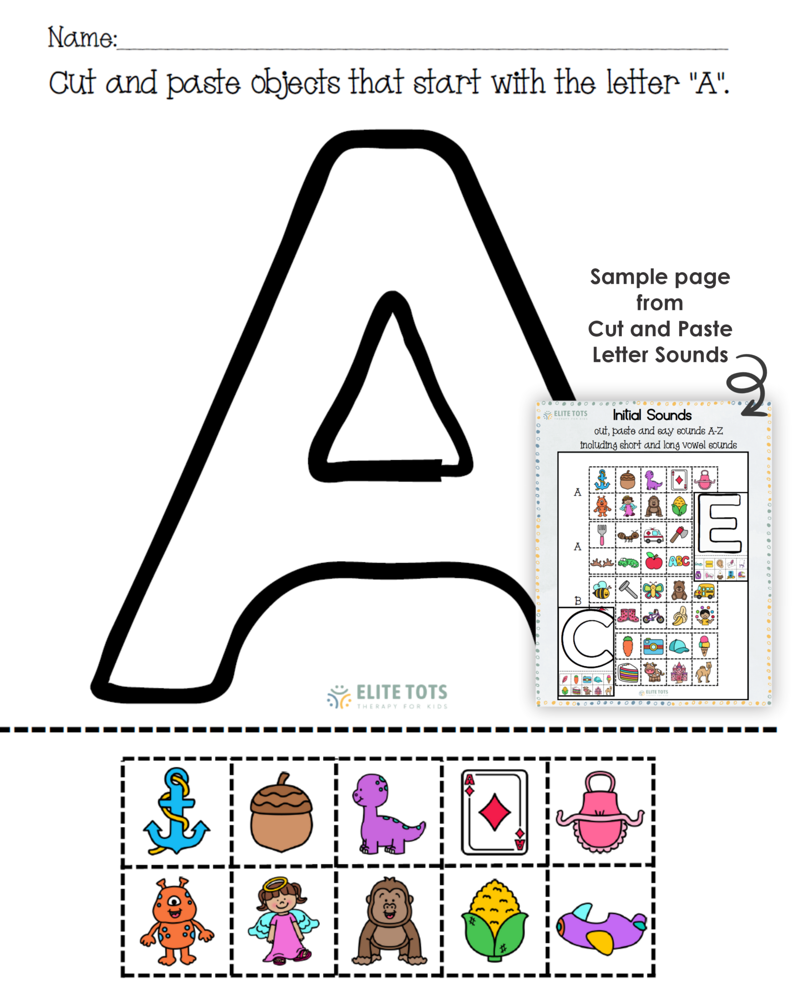 Cut and Paste Letter Sounds A to Z - Your Therapy Source