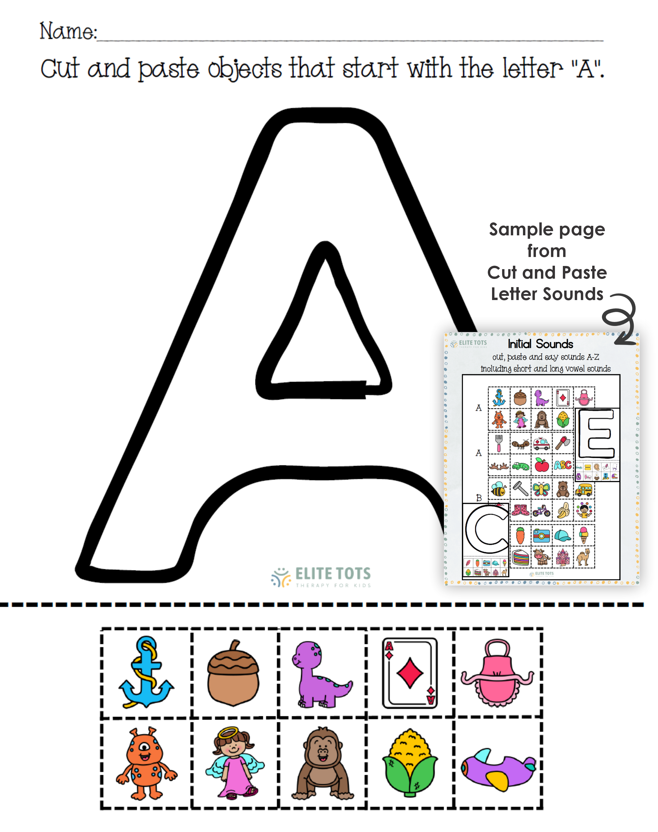 Cut and Paste Letter Sounds A to Z - Your Therapy Source