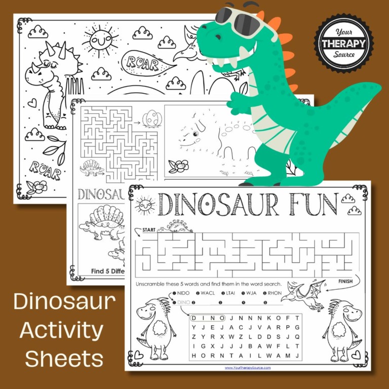 Dinosaur Activity Sheets - Free Printables for Kids - Your Therapy Source