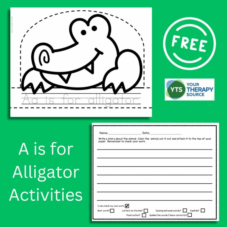 A is for Alligator Printable - Free Animal Craft - Your Therapy Source
