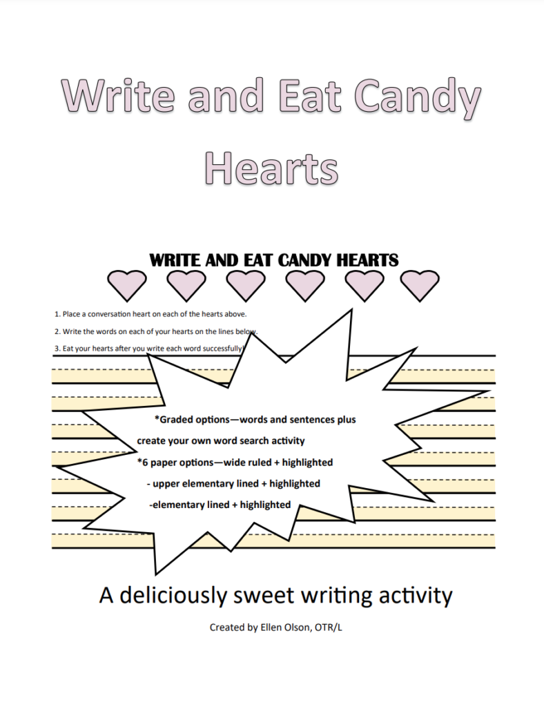 Valentine Write and Eat Candy Handwriting Packet - Your Therapy Source