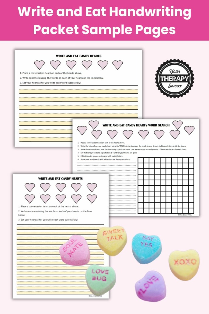 Valentine Write and Eat Candy Handwriting Packet - Your Therapy Source