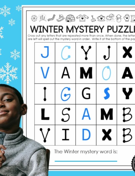 Winter Themed Puzzle - Visual Scanning Free Printable - Your Therapy Source