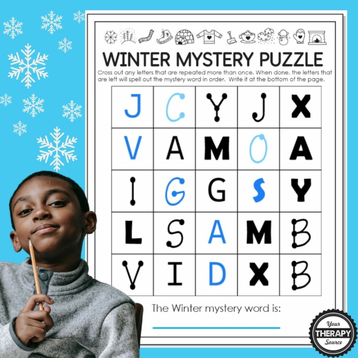 Winter Themed Puzzle - Visual Scanning Free Printable - Your Therapy Source