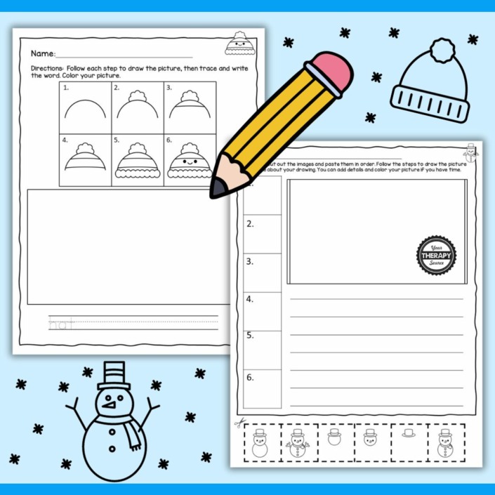 Winter Directed Drawing Free Printables - Your Therapy Source