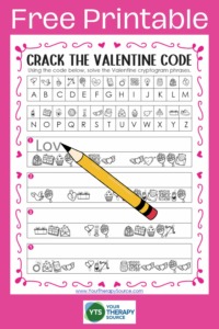 Valentine Cryptogram Free Printable Puzzle - Your Therapy Source