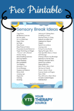 Sensory Breaks - Free Printable - Your Therapy Source