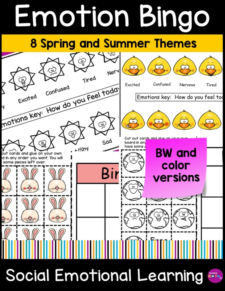 Spring and Summer Emotions Bingo Game - Your Therapy Source