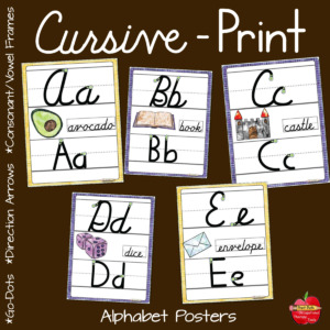 CURSIVE ALPHABET & CURSIVE PRINT ABC WALL CARDS - Your Therapy Source
