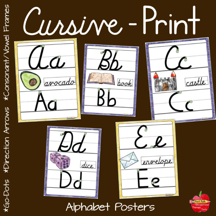 CURSIVE ALPHABET & CURSIVE PRINT ABC WALL CARDS - Your Therapy Source