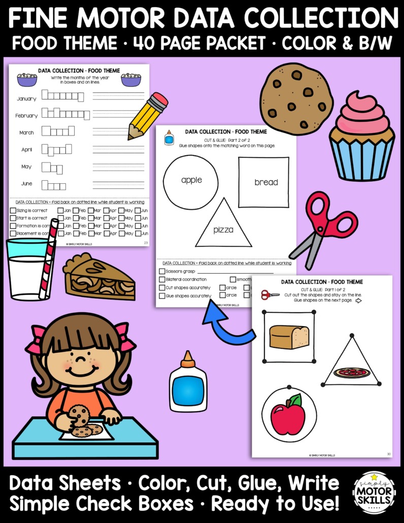 Food Theme Fine Motor Data Collection - Your Therapy Source