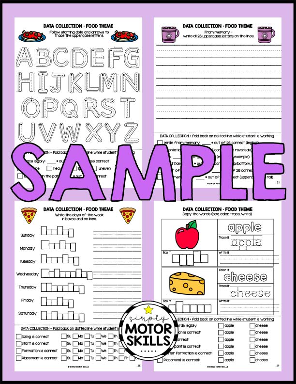 Food Theme Fine Motor Data Collection - Your Therapy Source